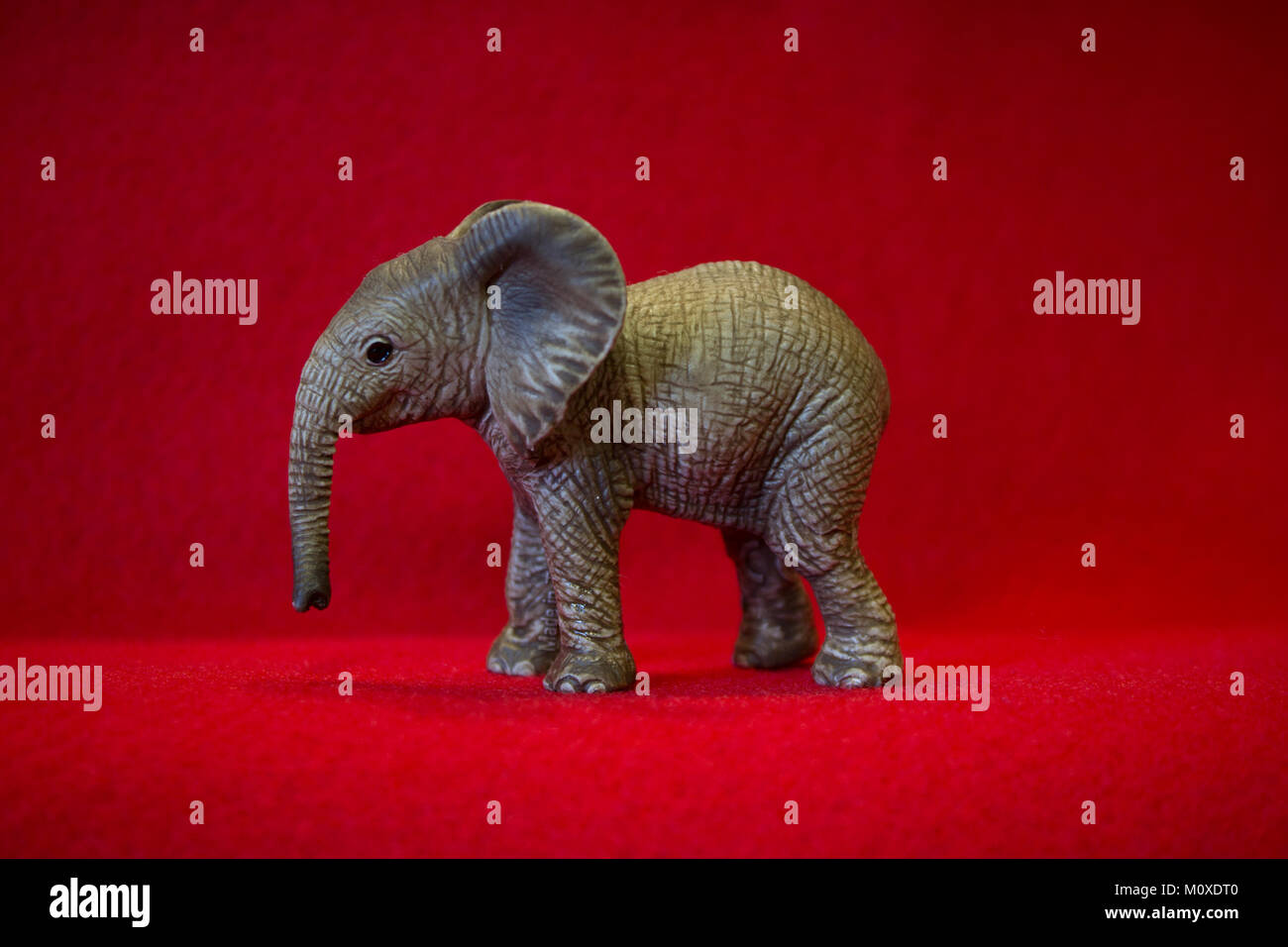 Toy elephant on red felt Stock Photo - Alamy