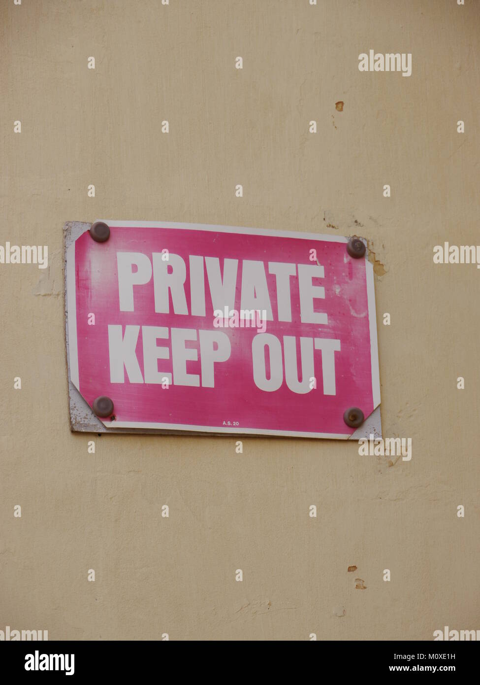 red sign with white letters which is saying private keep out Stock ...