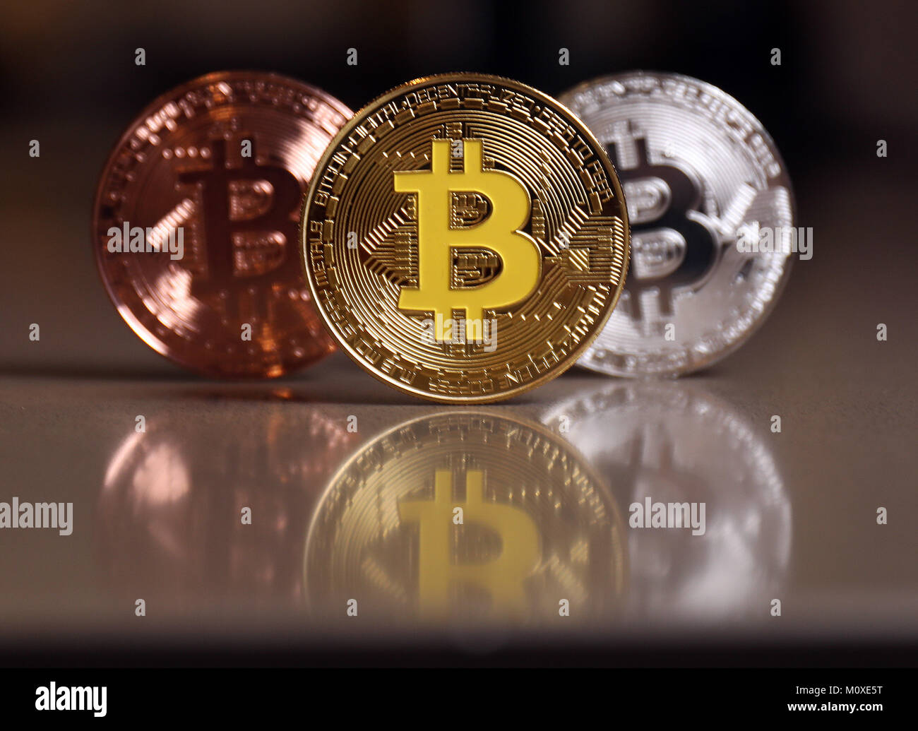 Pic shows: Bitcoin "coins" - coin representation of the cryptocurrency ...