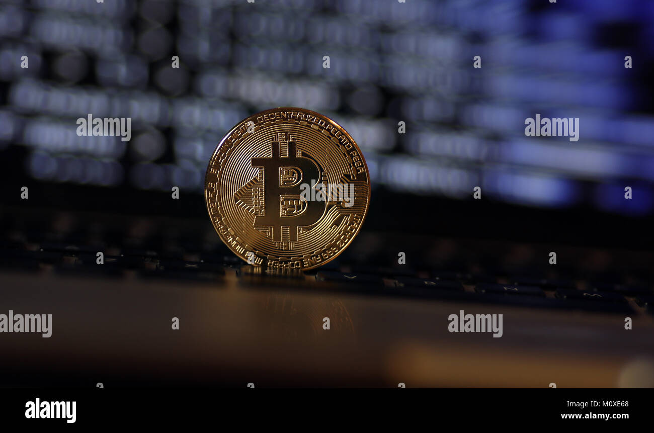 Pic shows: Bitcoin "coins" - coin representation of the cryptocurrency ...