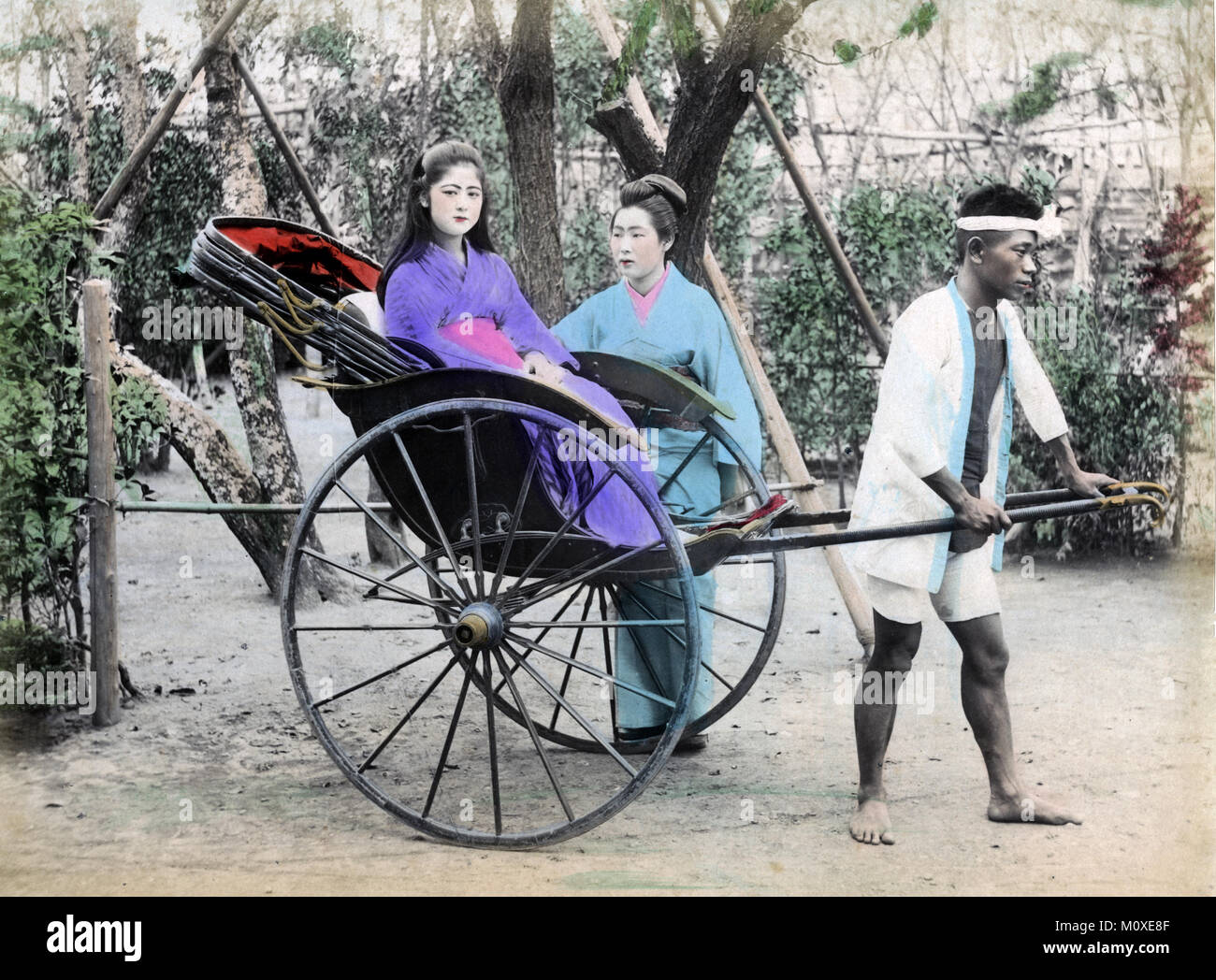 Young woman in a rickshaw, Japan, c.1890 Stock Photo - Alamy