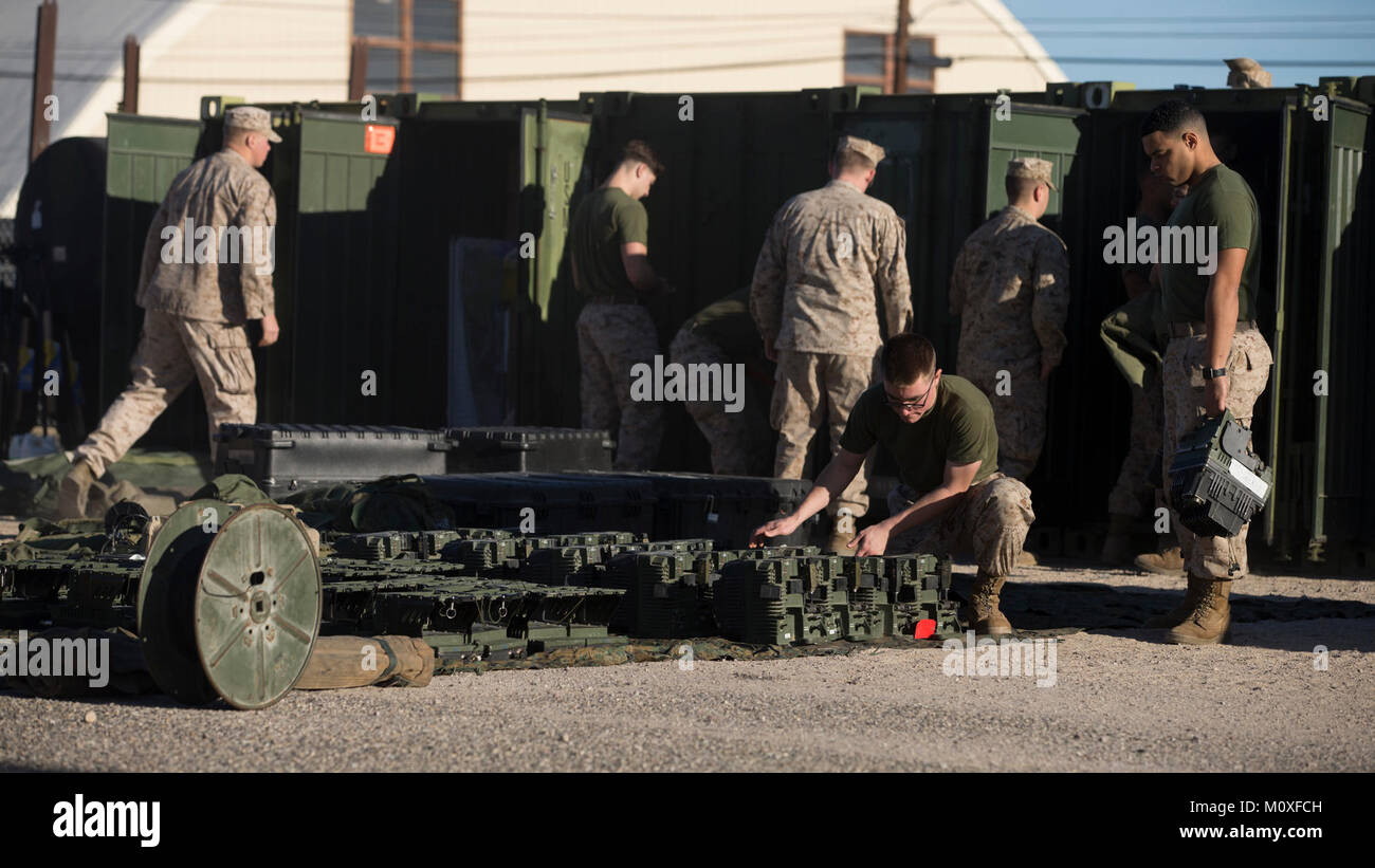U.S. Marines assigned to Bravo Battery, 2nd Low Altitude Air Defense ...
