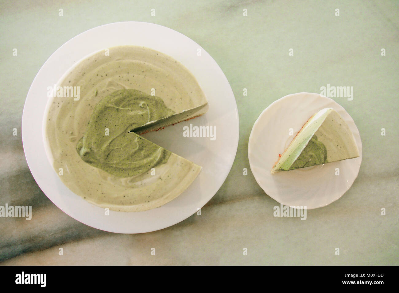 matcha green tea mousse cake Stock Photo - Alamy