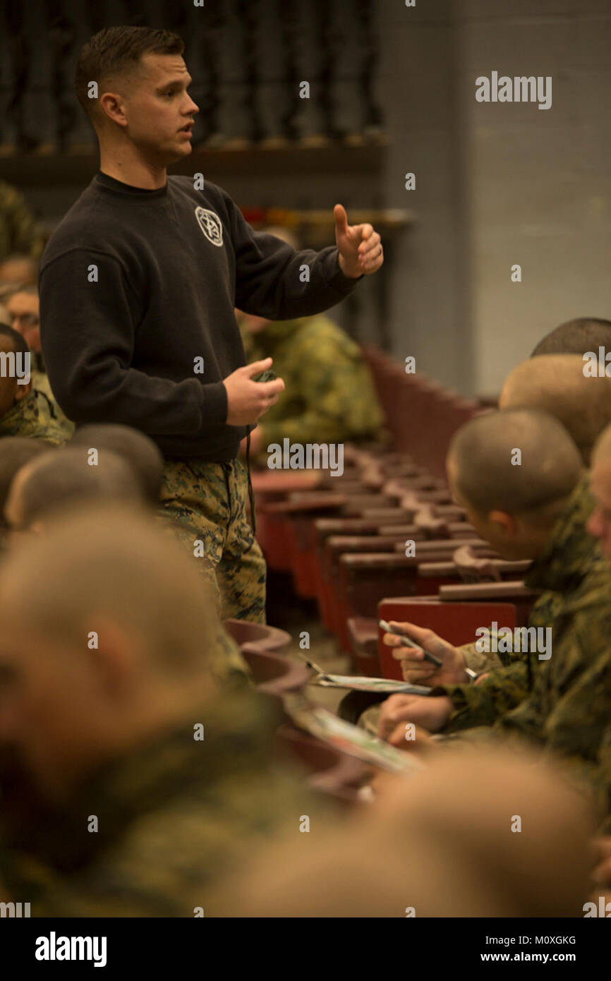 U.S. Marine Corps Sgt. Tyler Illian, a field training instructor with ...