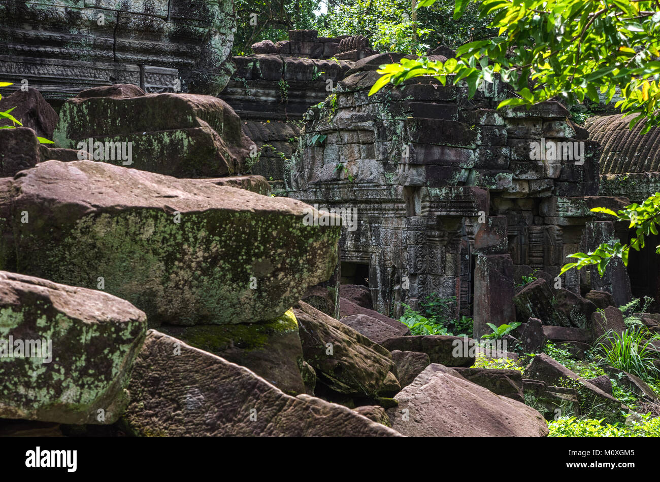 Preah Khan Temple rubble at Angkor Wat, Siem Reap, Cambodia Stock Photo ...