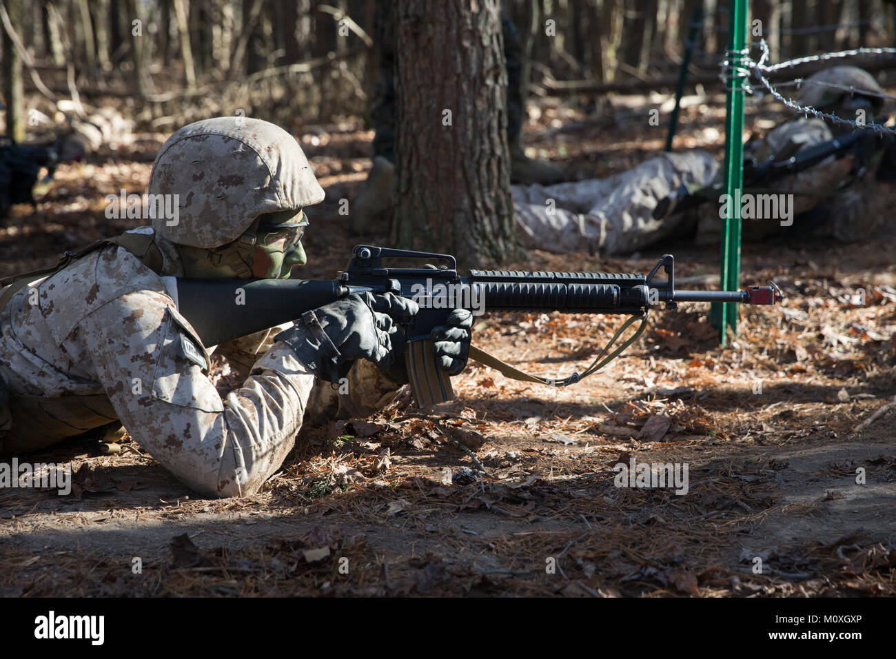 A U.S. Marine Corps officer candidate participates in a fire team ...
