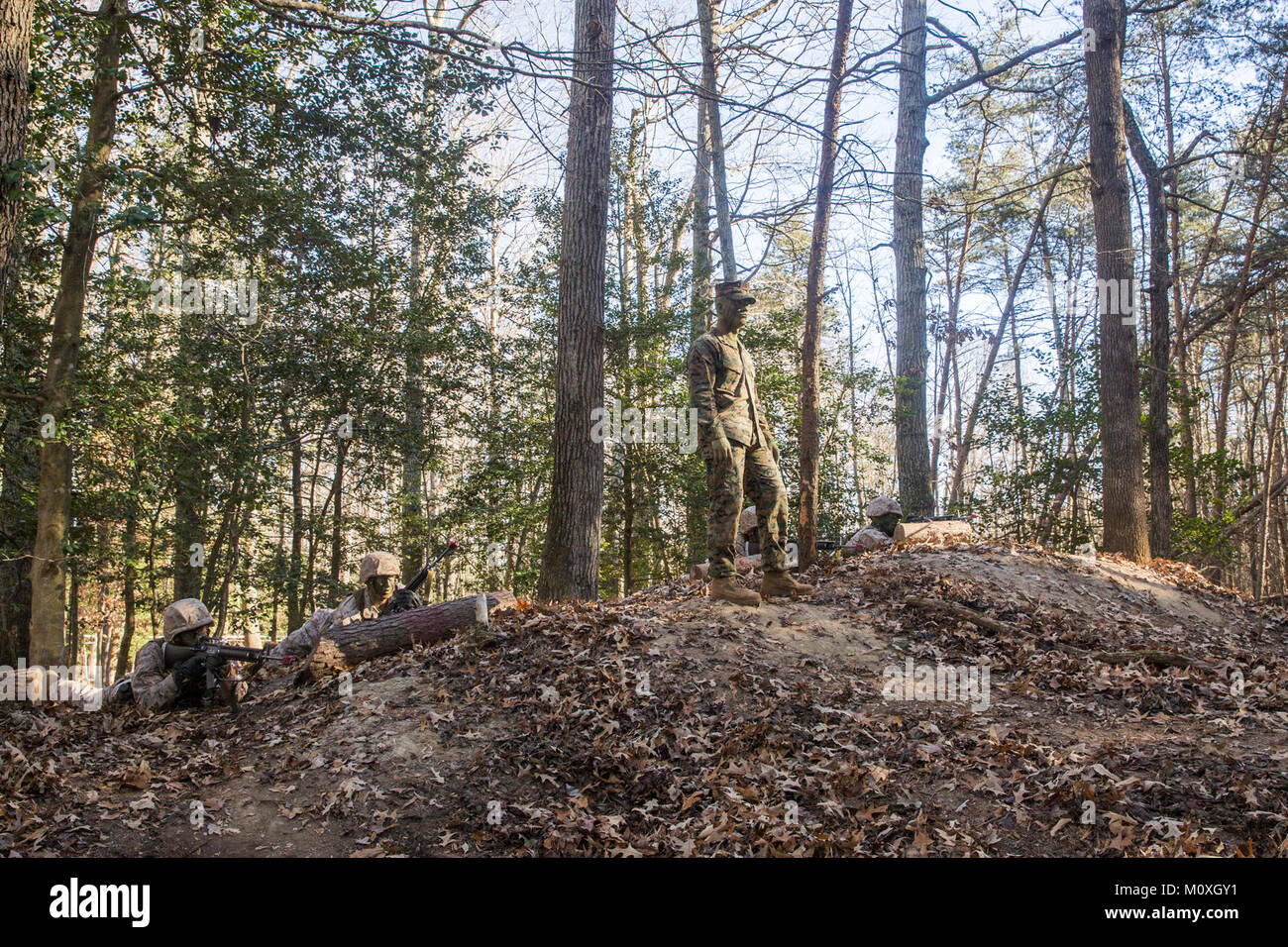 U.S. Marine Corps officer candidates participate in a fire team assault ...