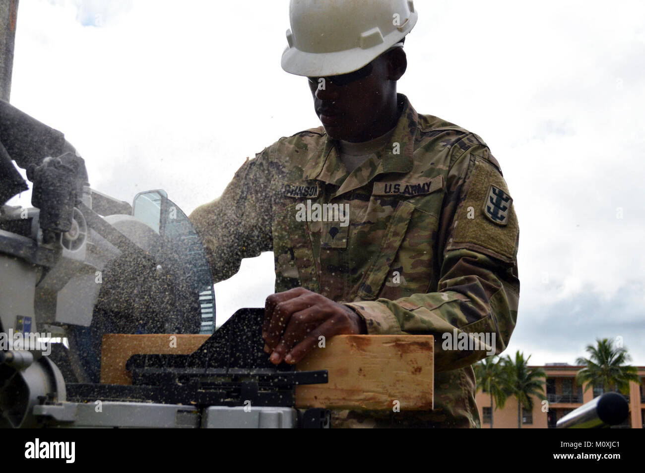 Spc. Tony Johnson, a carpentry and masonry specialist assigned to the ...