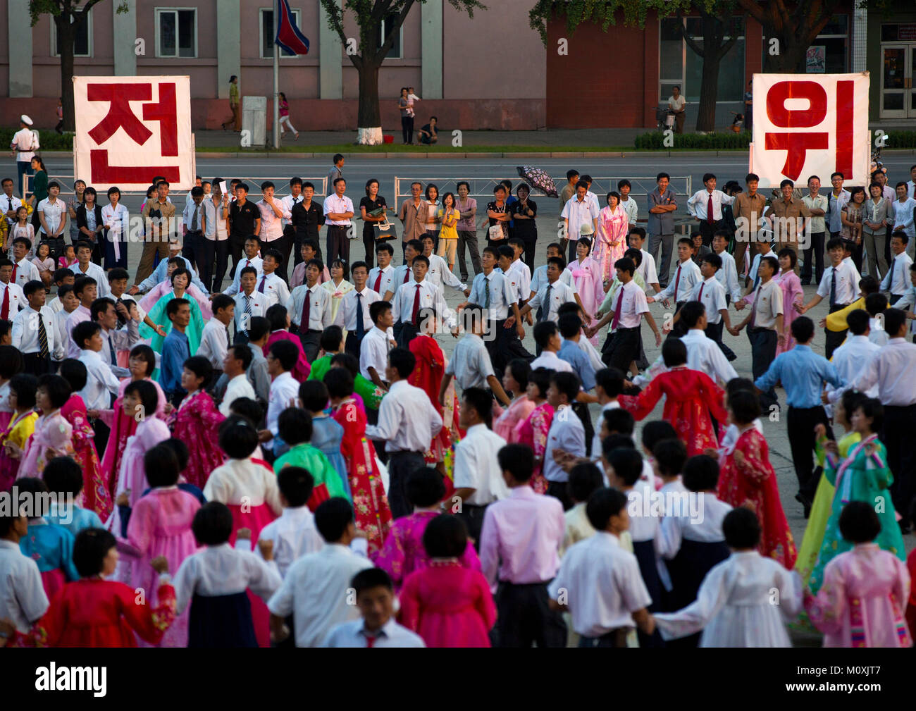 North Korean students during a mass dance performance on september 9 ...