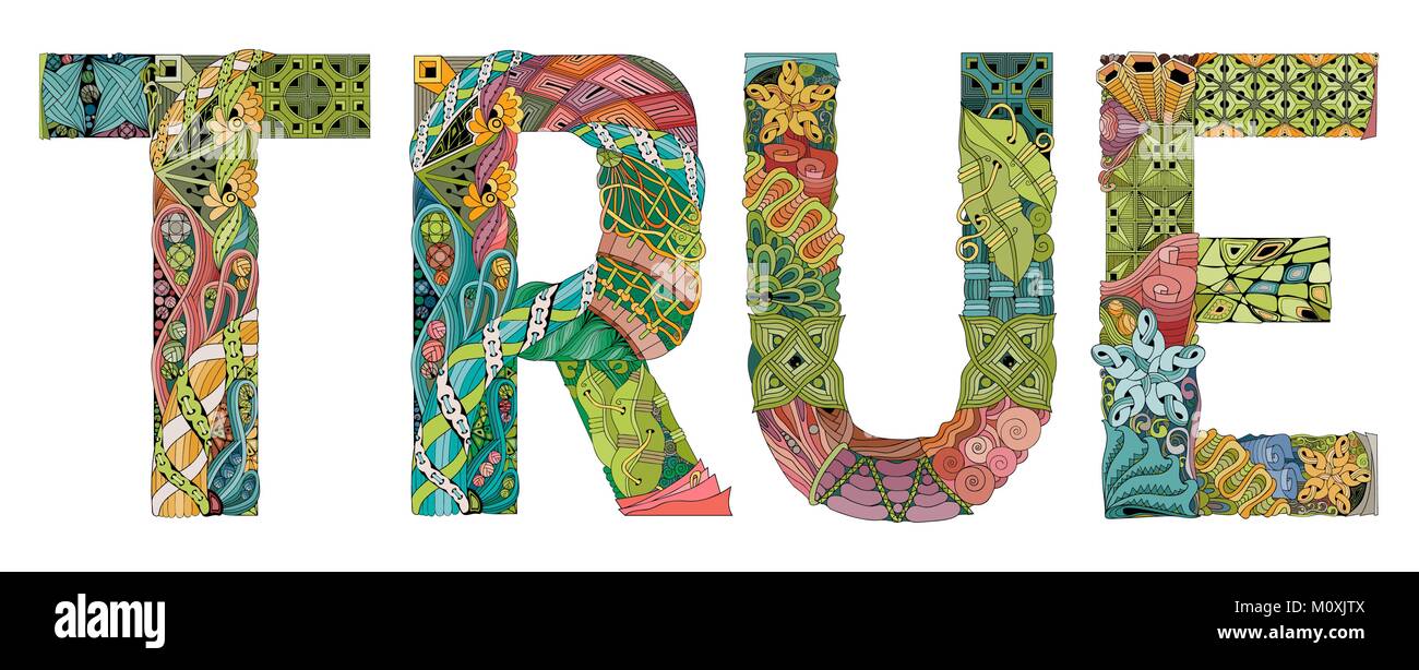 Hand-painted art design. Hand drawn illustration word true for t-shirt ...