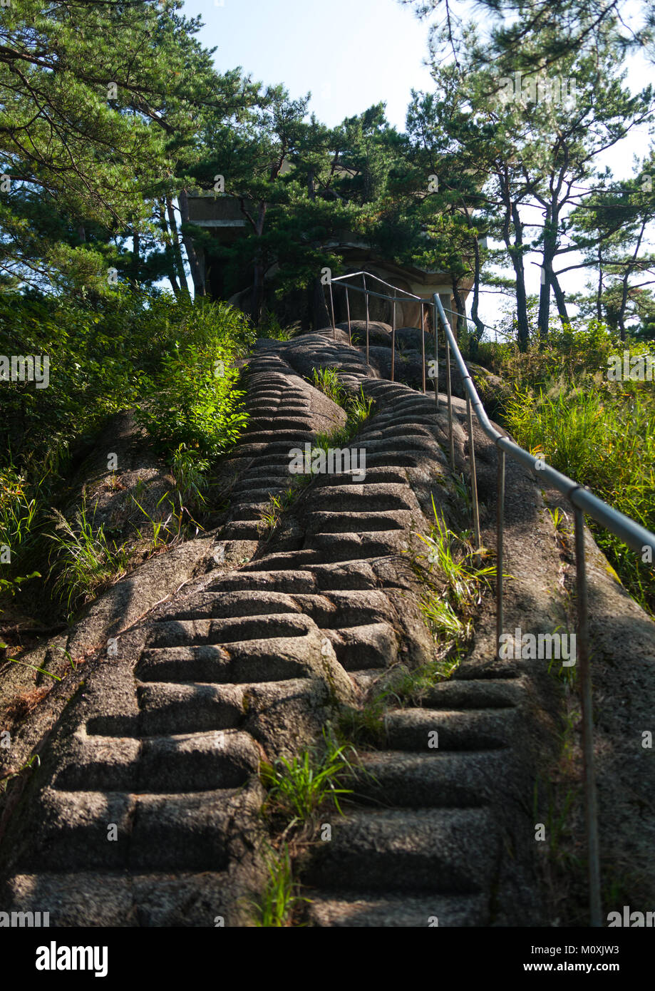 Stairs leading to the banks of samil lake, Kangwon-do, Kumgang, North ...