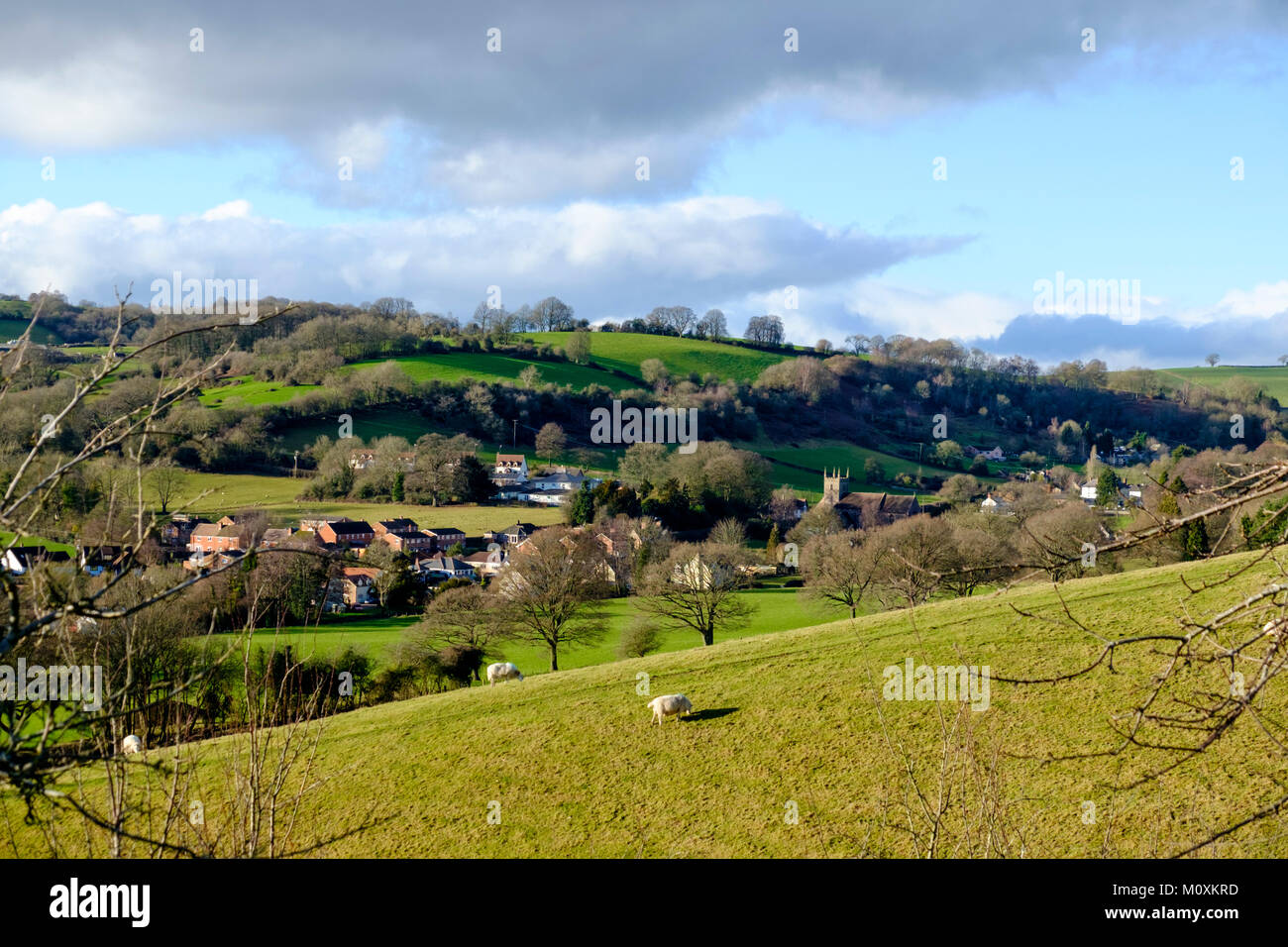Longhope vilage in the Gloucestershire countryside. Looking down into ...