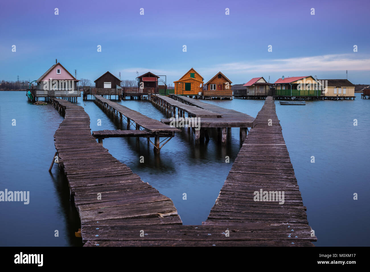 Bokod lake, Hungary - The famous floating village with piers and ...