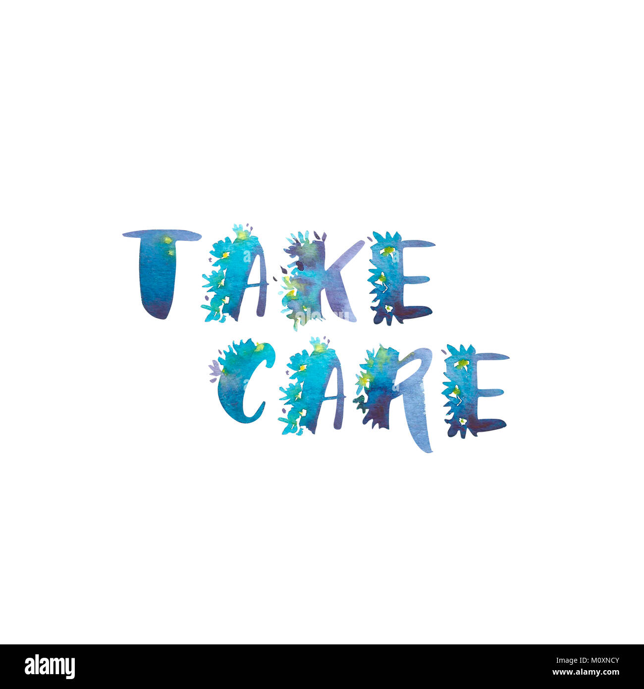 Watercolor phrase - Take care. Exclusive Custom Characters. Hand ...
