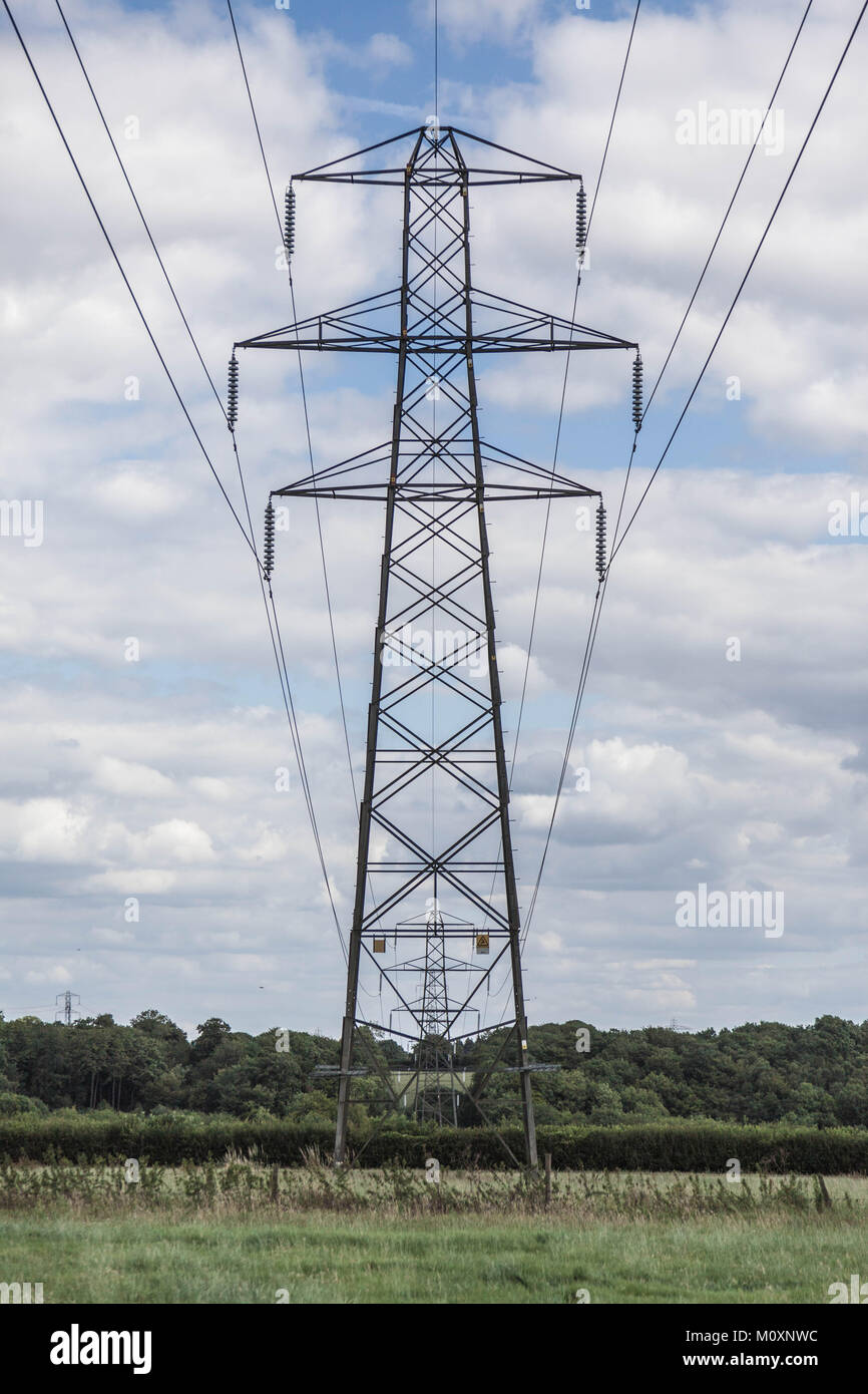 Electrical pylon in rural area in Buckinghamshire, England Stock Photo ...