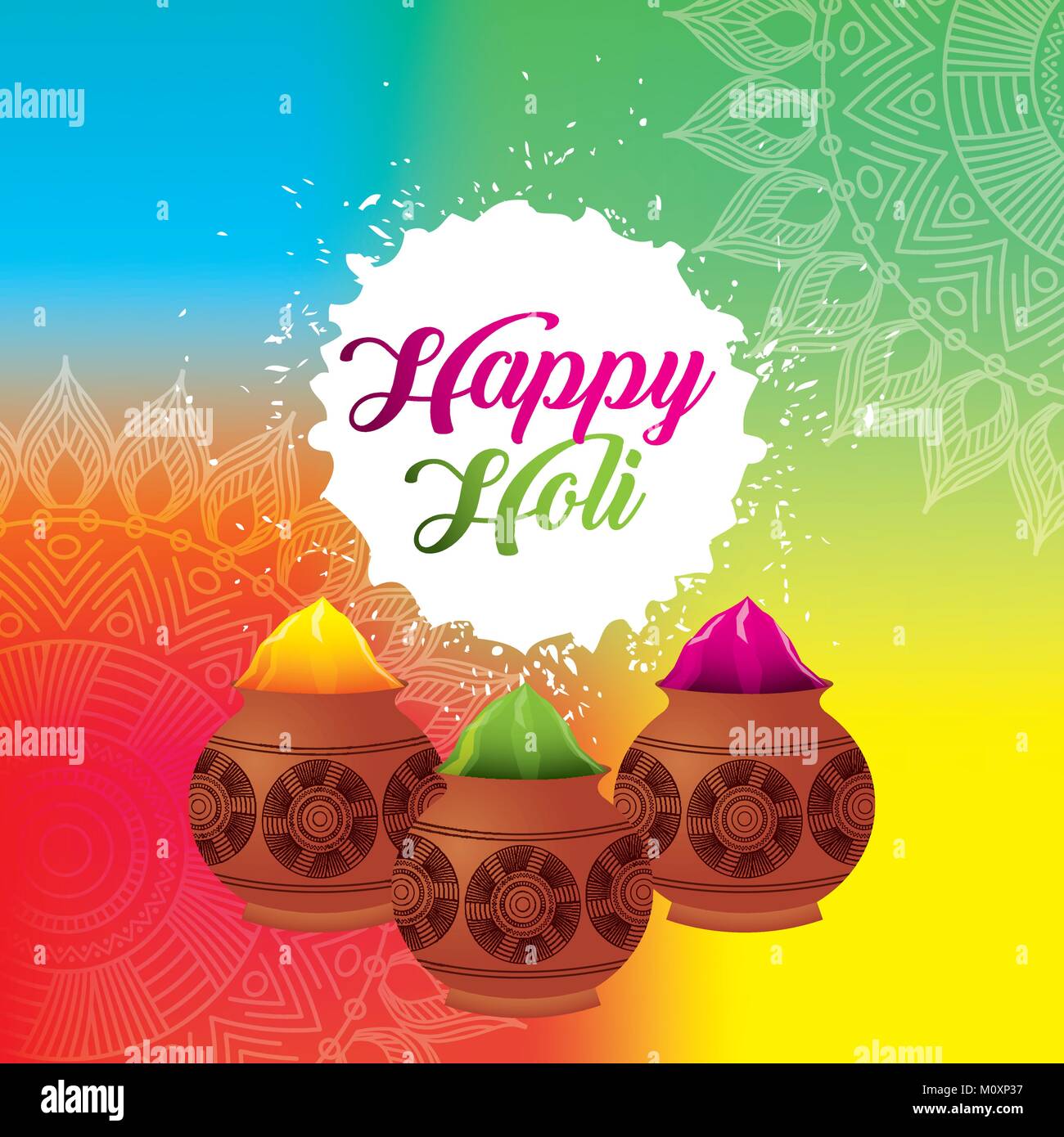 happy holi color powder decorated poster Stock Vector Image & Art - Alamy