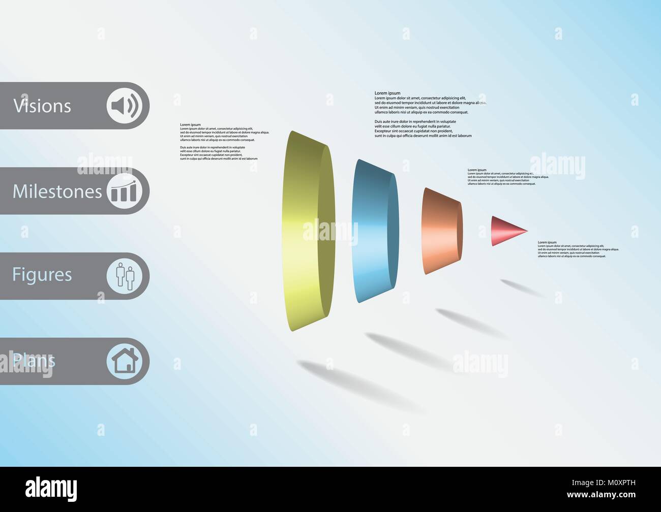 3D illustration infographic template with motif of round cone ...