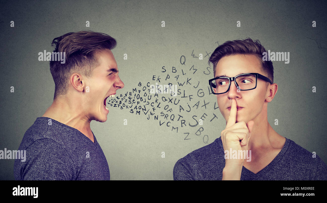 Man shouting with abusive words at another man trying to ask for ...