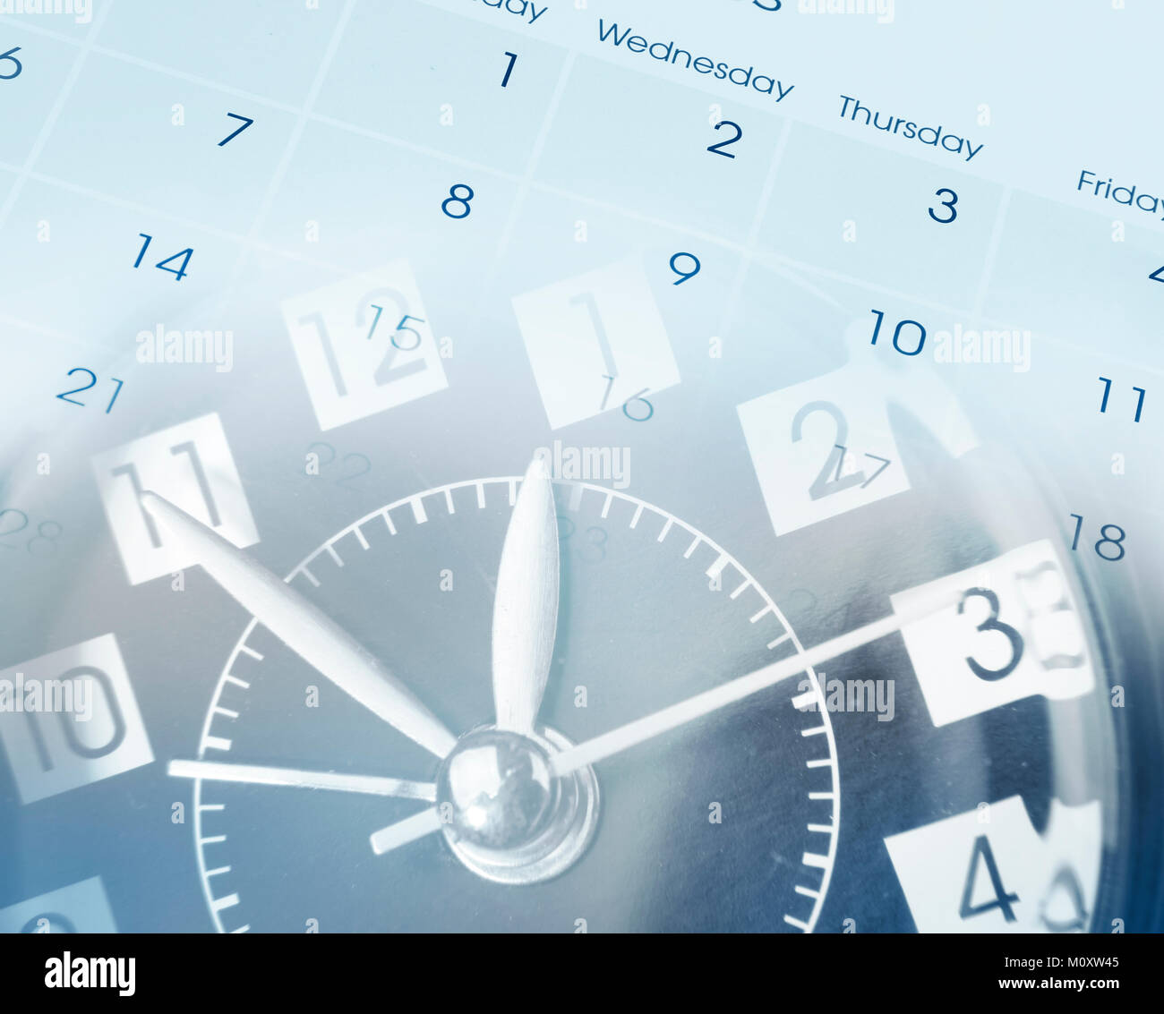Clock face and calendar composite Stock Photo - Alamy