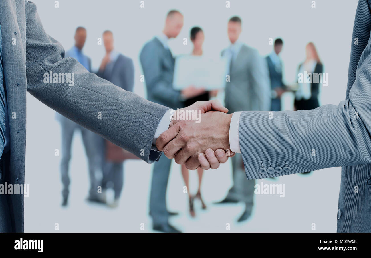 handshake isolated on business background Stock Photo - Alamy