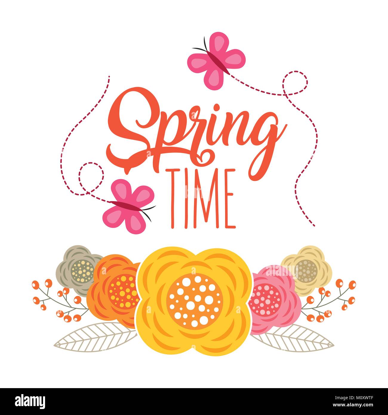 spring time flying butterfly flowers decoration Stock Vector Image ...