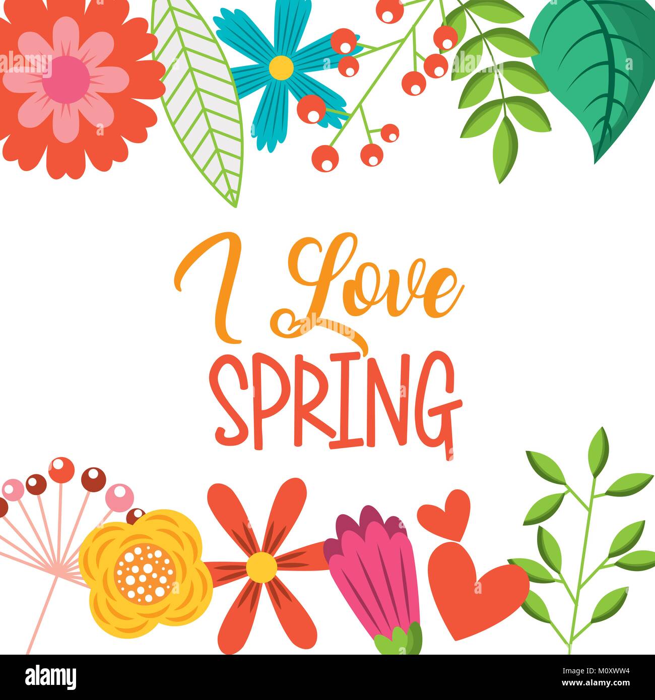 i love spring differents flowers nature wild Stock Vector Image & Art ...