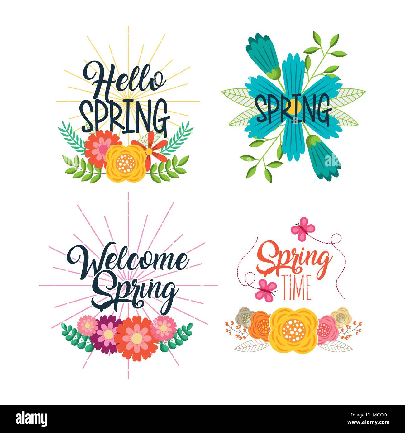 set of spring typographic badges floral labels Stock Vector Image & Art ...