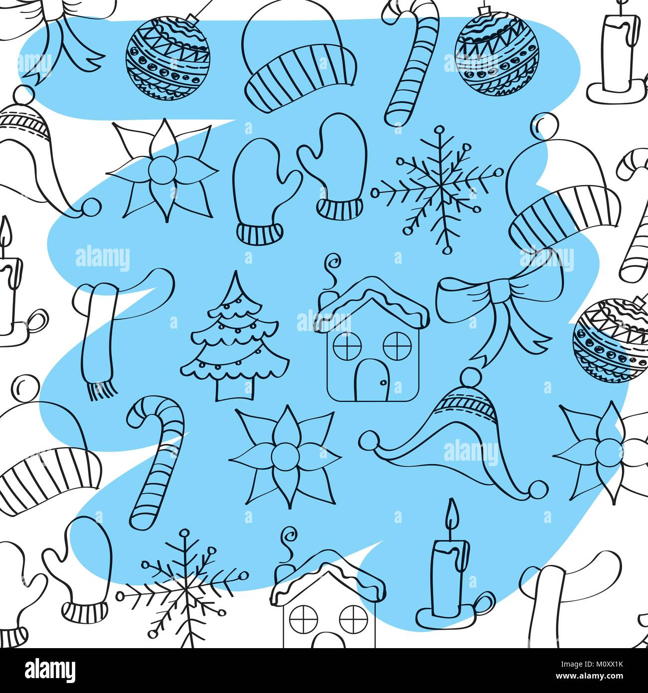 outlined winter season weather icons blue brush stroke Stock Vector ...