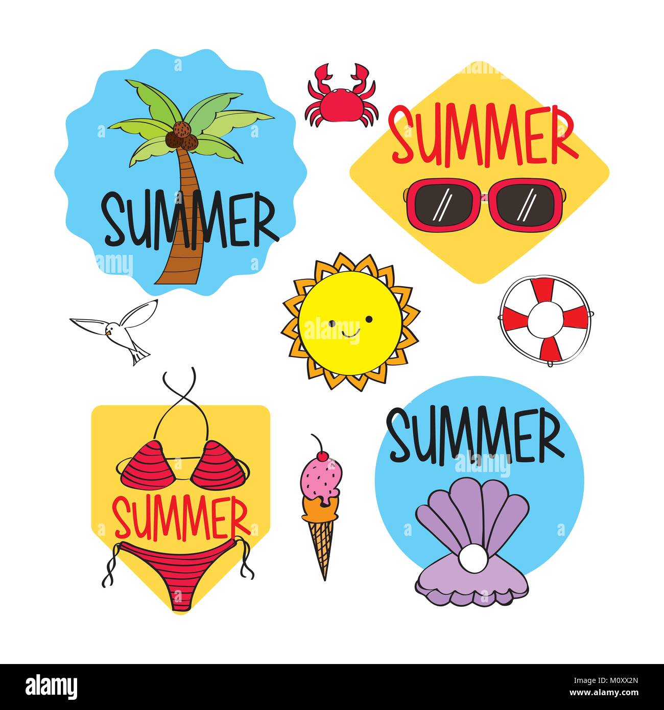 Summer season stickers decoration Cut Out Stock Images & Pictures - Alamy