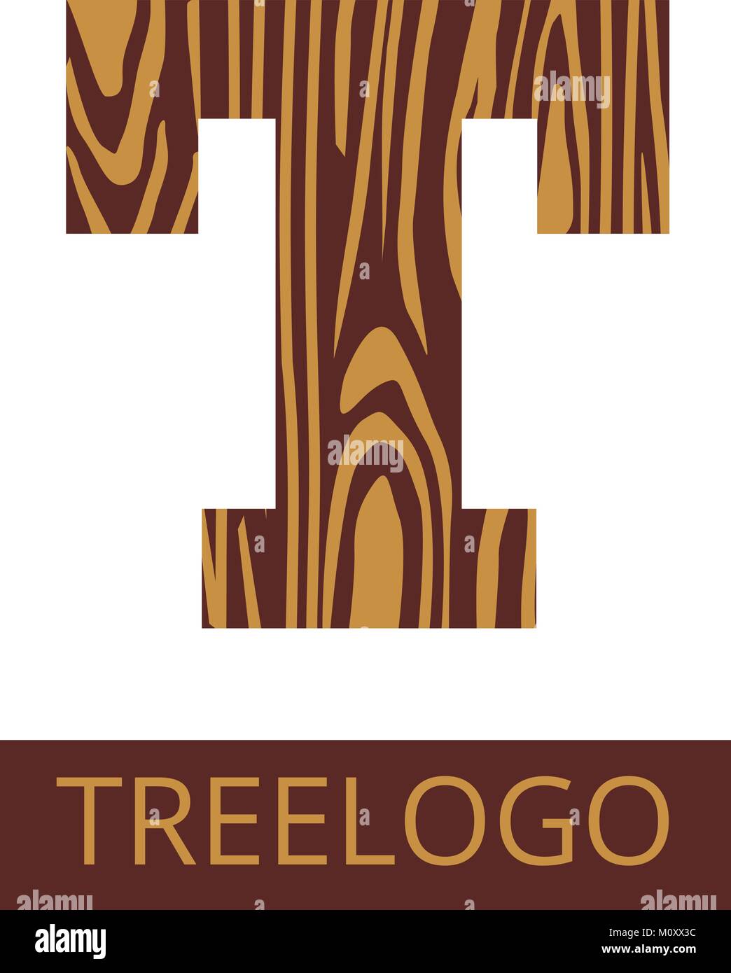 Logo letter. Concept of saw cut tree trunk, isolated on white ba Stock ...