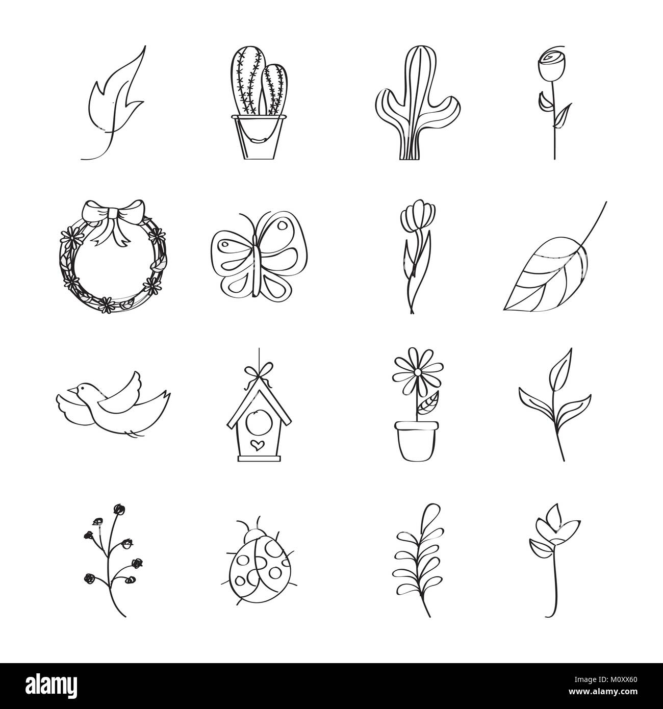 outlined icons decoration spring season Stock Vector Image & Art - Alamy