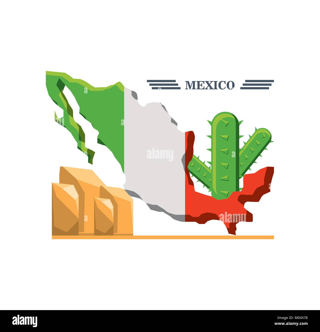 mexico map with mexican elements Stock Vector Image & Art - Alamy