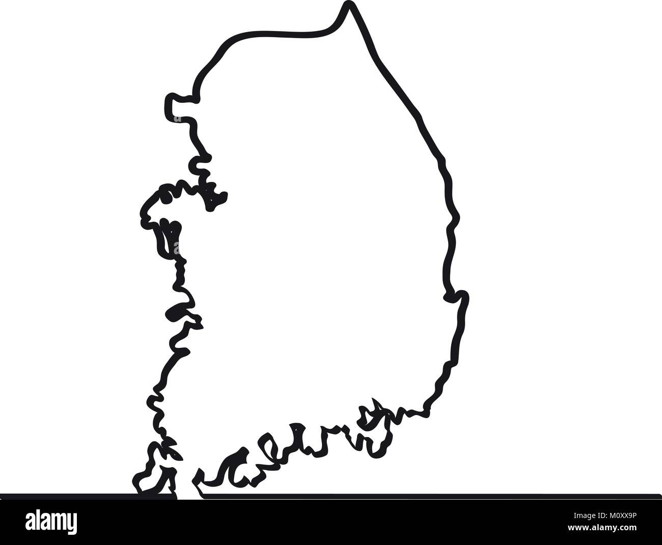 Map of South Korea. Continous line Stock Vector Image & Art - Alamy