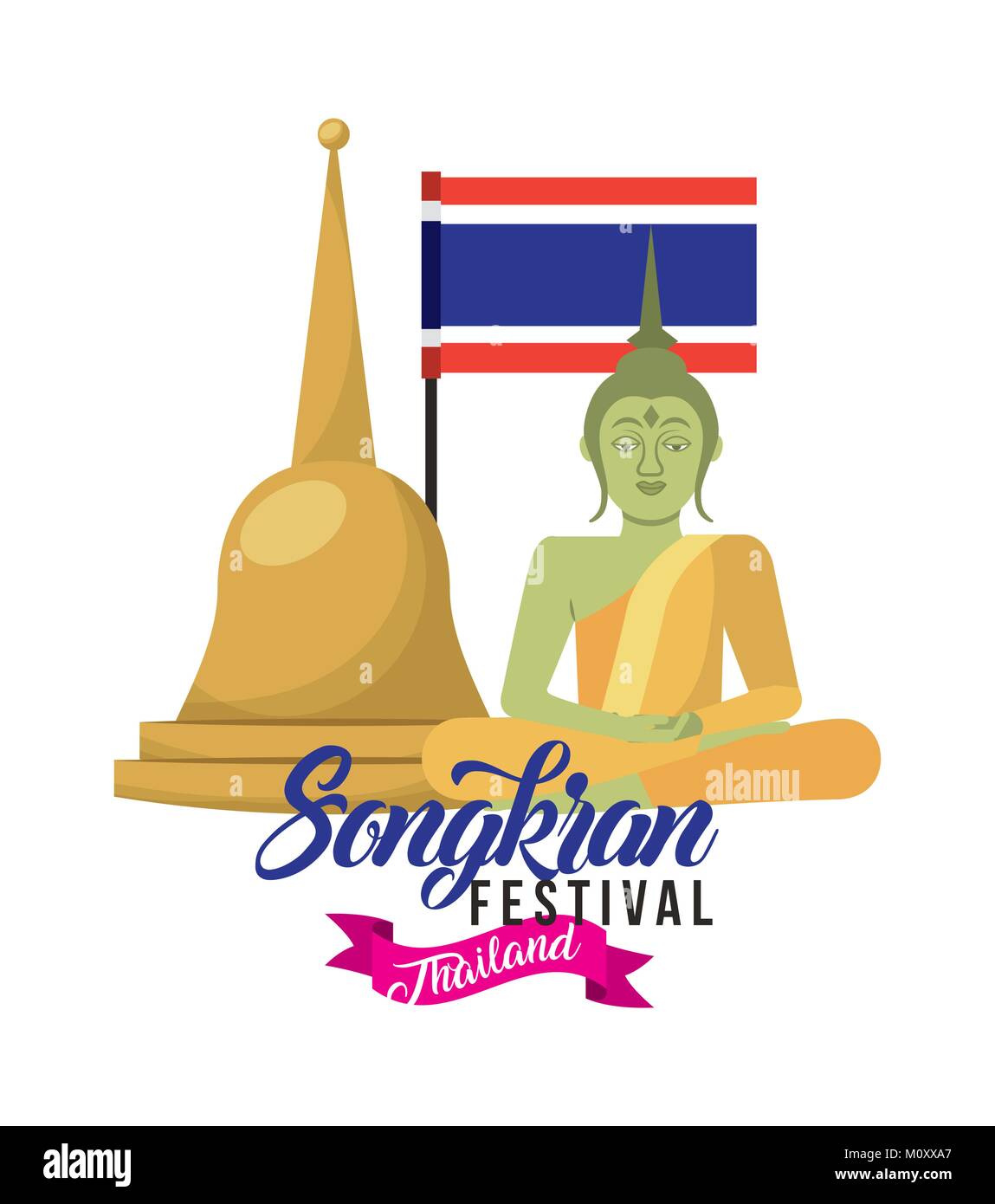 songkran festival thailand poster invitation buddha flag Stock Vector ...