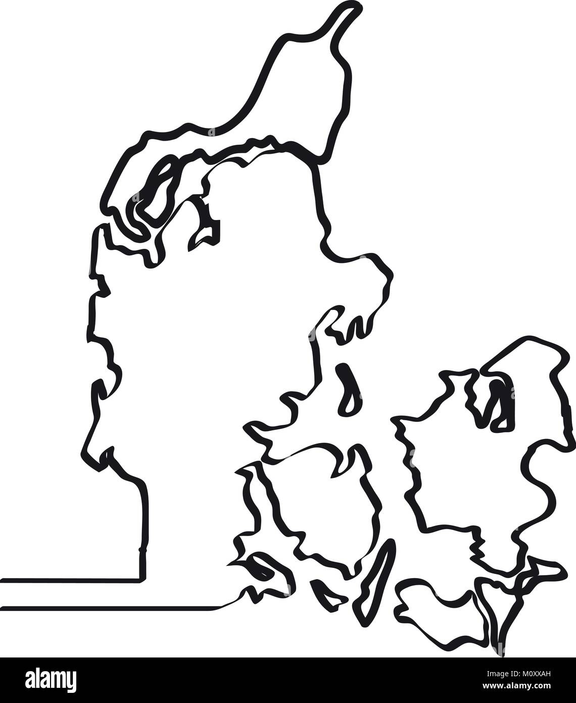 Denmark outline map danish Stock Vector Images - Alamy