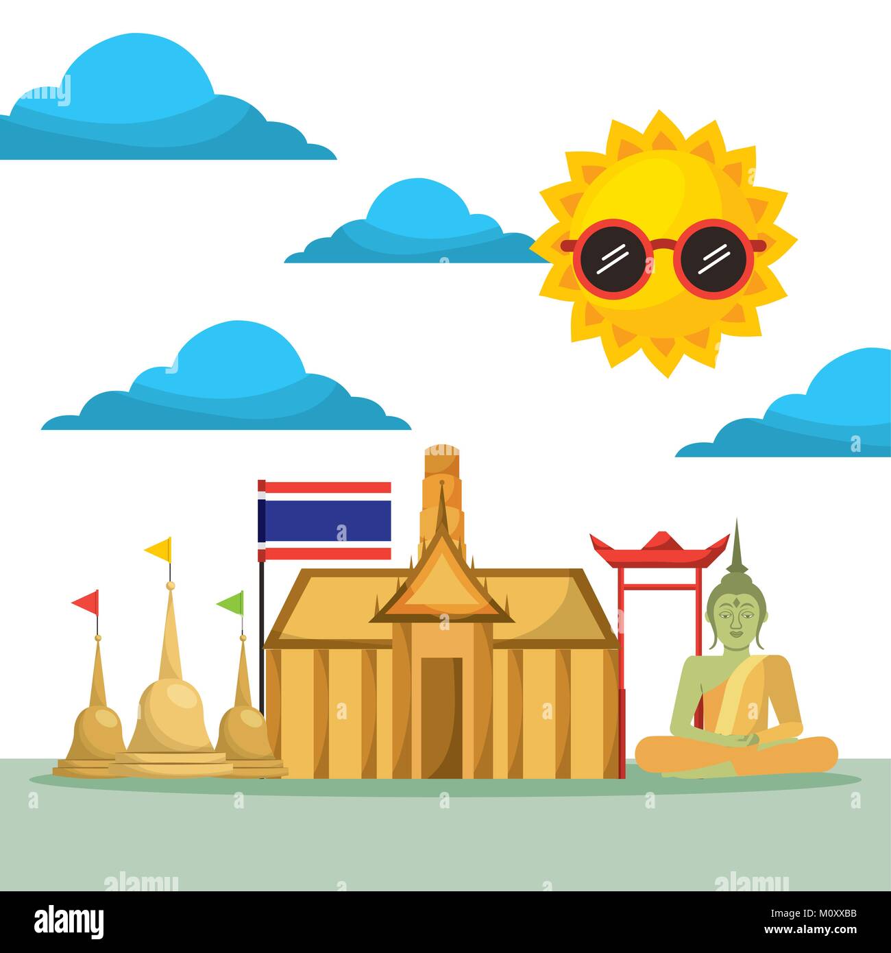 thai building temple flag monument buddha Stock Vector Image & Art - Alamy