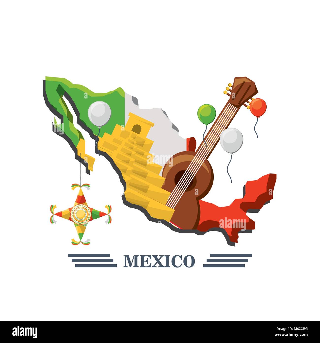 mexico map with mexican elements Stock Vector Image & Art - Alamy