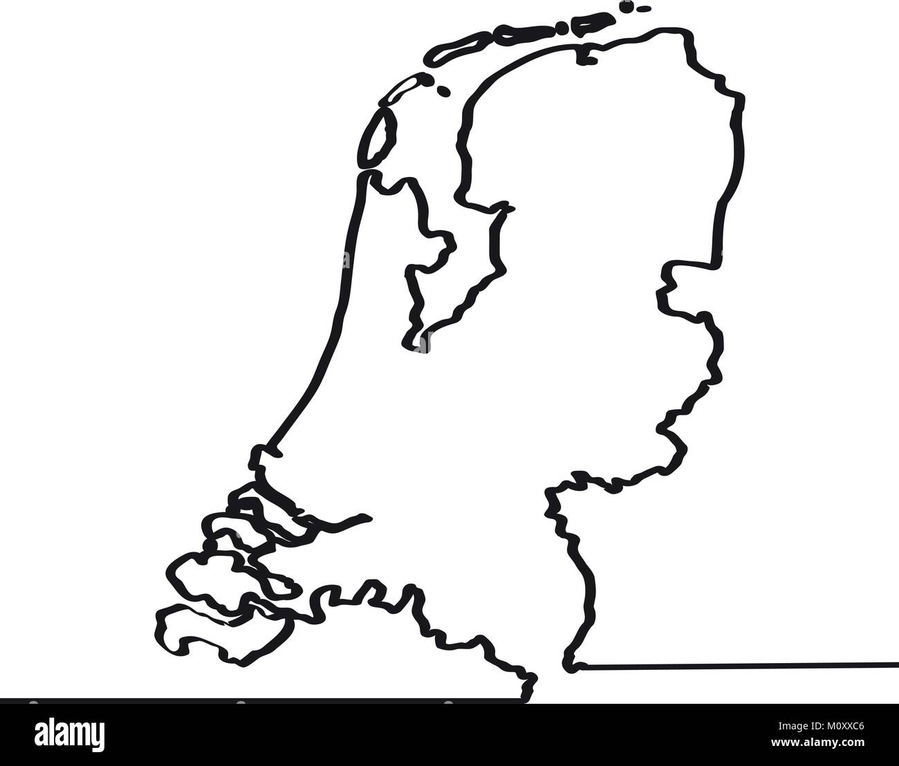 Map of the Netherlands. Continous line Stock Vector Image & Art - Alamy