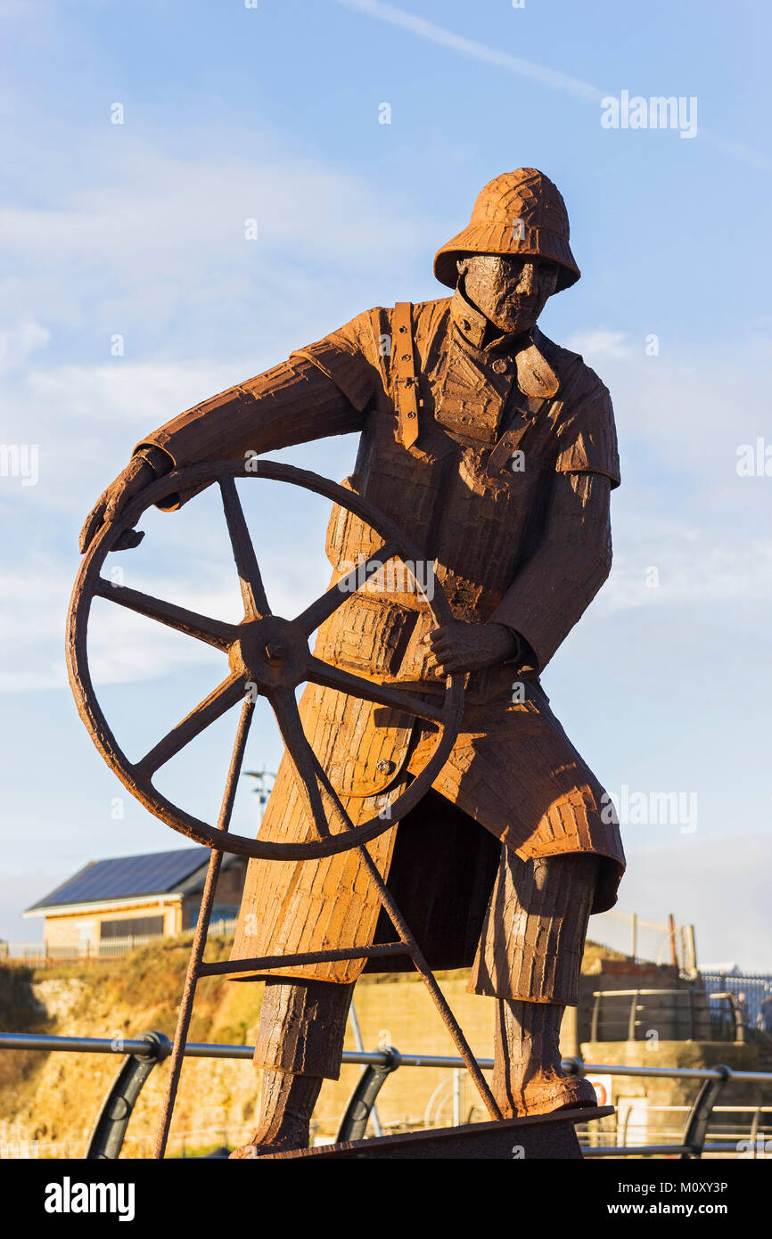 The coxswain statue at Seaham harbour, county Durham in tribute to ...