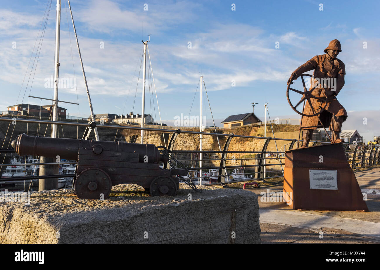 The coxswain statue at Seaham harbour, county Durham in tribute to ...