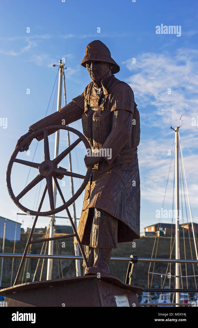 The coxswain statue at Seaham harbour, county Durham in tribute to ...