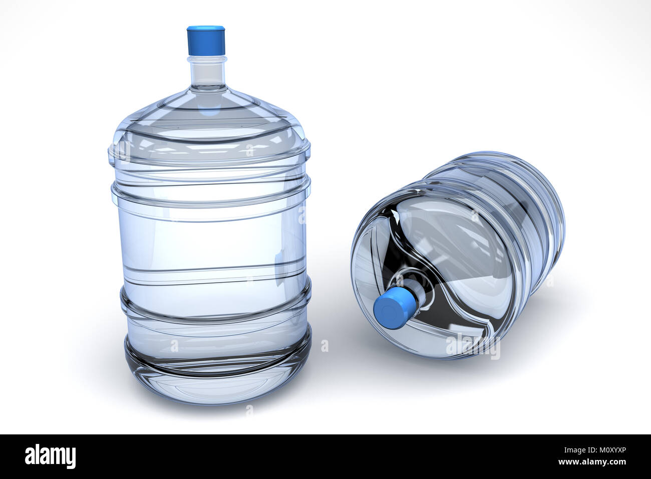 two drums of drinking water made of plastic with blue cap, for ...