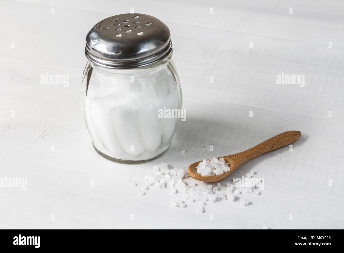salt crystals with salt shaker Stock Photo - Alamy