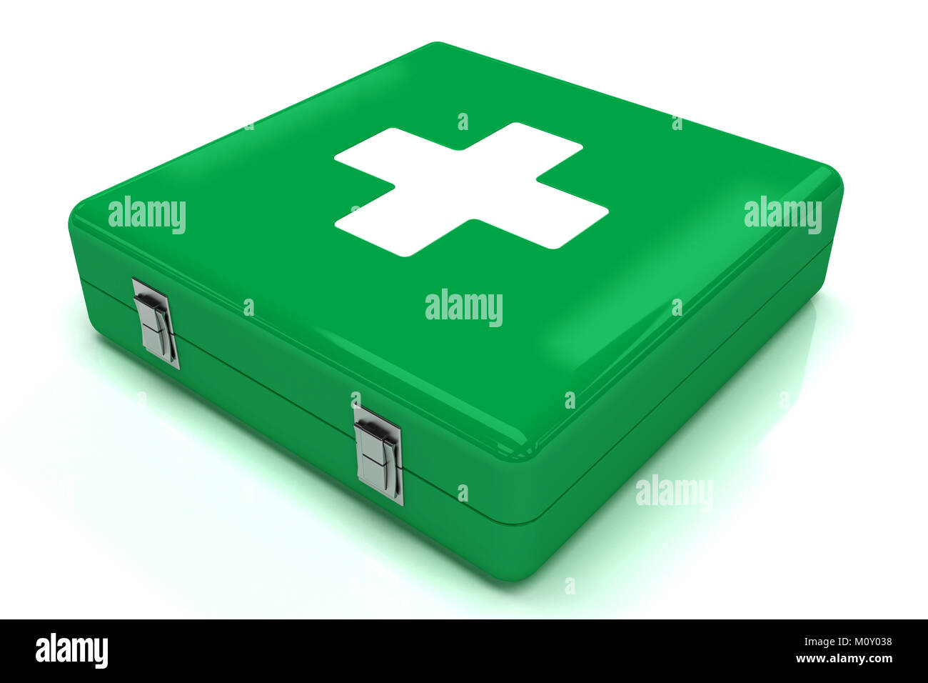 portable first aid kit in green with white cross, isolated on white ...