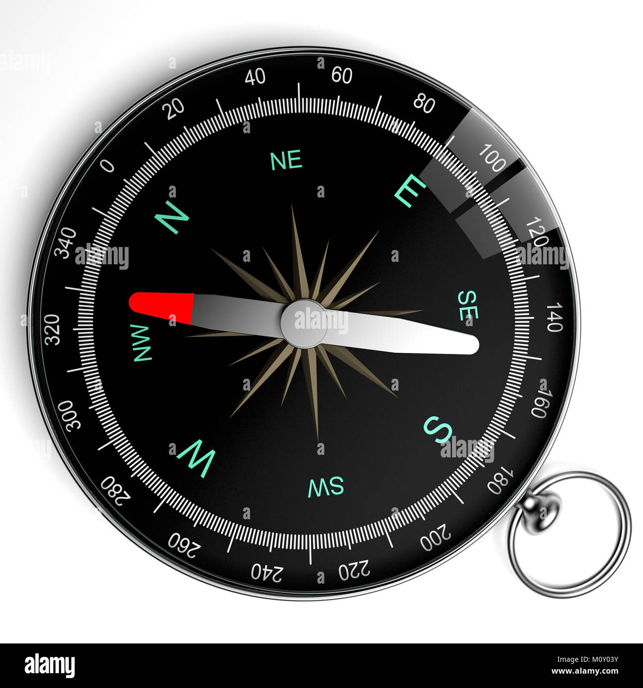 view from above of a compass, with the compass rose, isolated on white ...