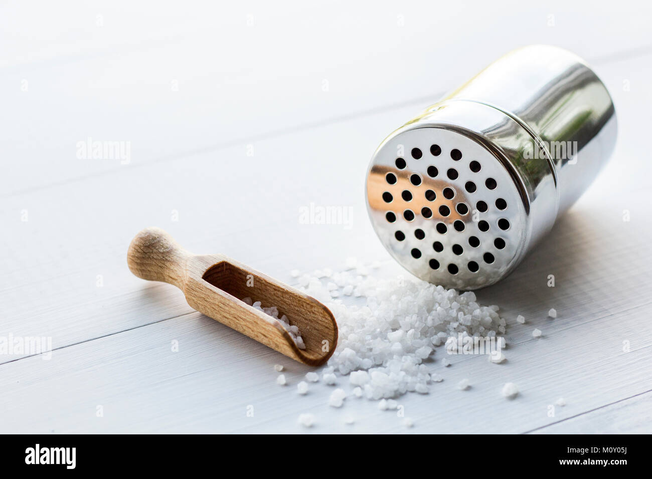 salt crystals with salt shaker Stock Photo - Alamy