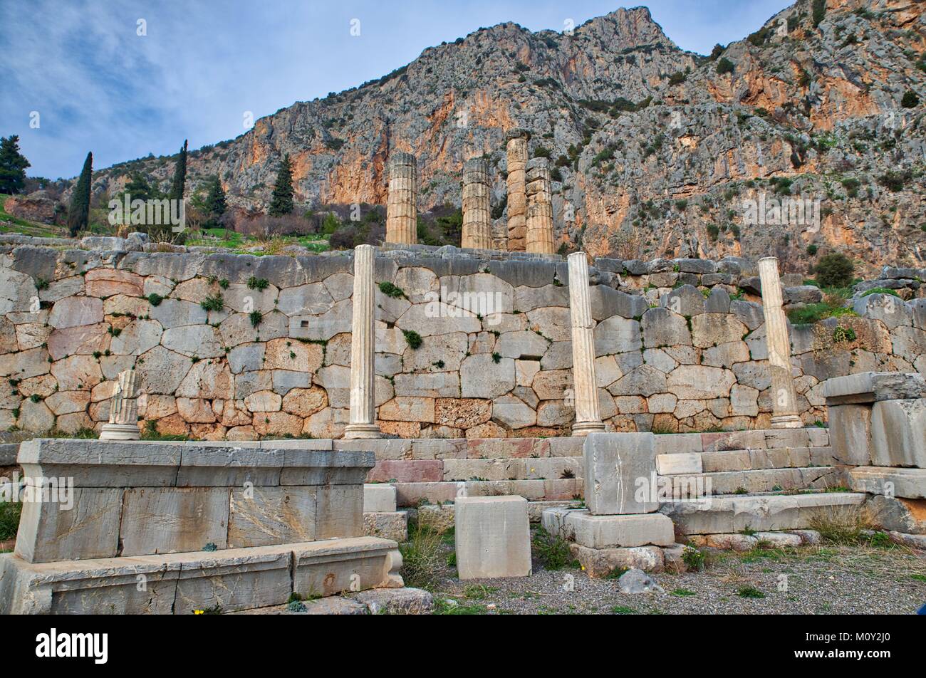 Apollo Temple in Delphi, an archaeological site in Greece, at the Mount ...