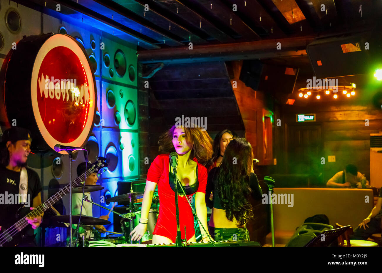 Local live rock girl band playing at Woodstock, a night club in ...