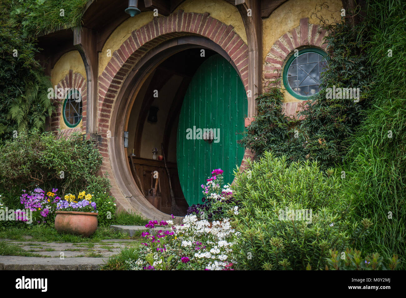 Hobbiton movie set from Lord of the Rings, Matamata, New Zealand Stock ...