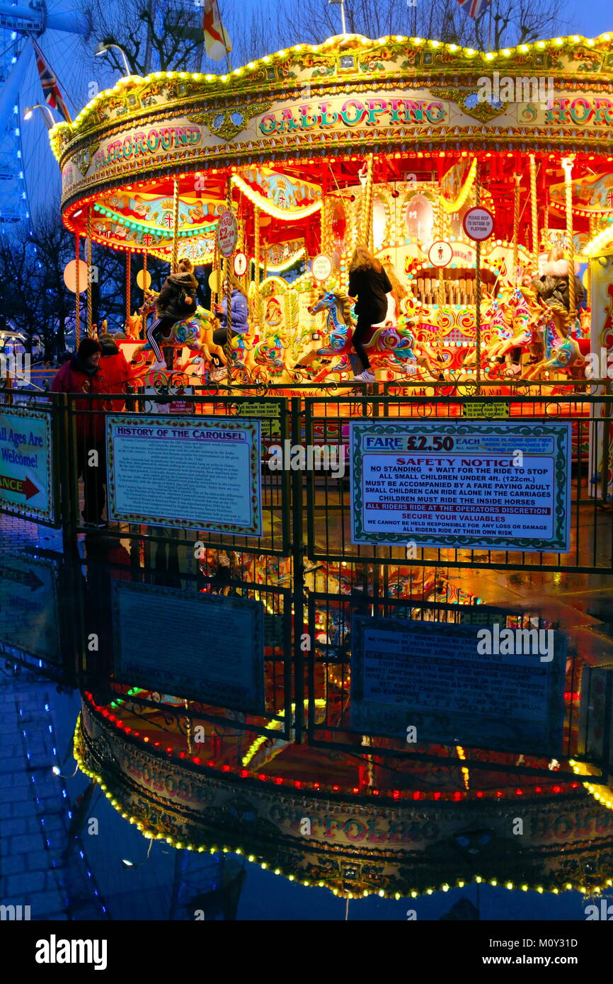 Merry-go-round on Southbank, London, England, UK Stock Photo - Alamy